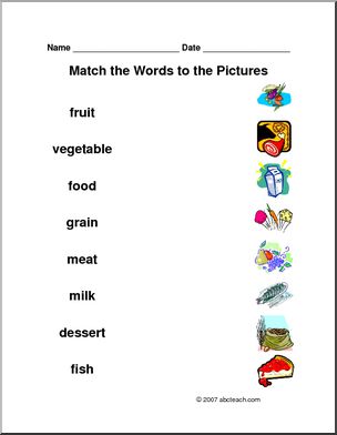 Worksheet: Matching Food – Abcteach