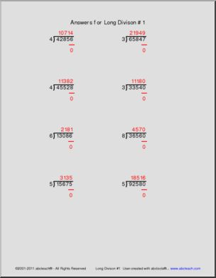 Long Division Practice Sets 1-4 (elem) Math – Abcteach