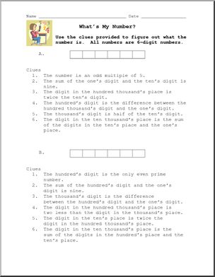 What’s My Number? Place Value – Abcteach