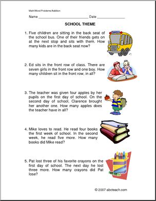 Word Problems: School Themed Addition (primary) – Abcteach