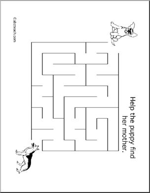 Maze: Animal Babies 2 (easy) – Abcteach