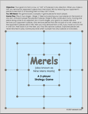 Merels – A 2-player Strategy Game – Abcteach