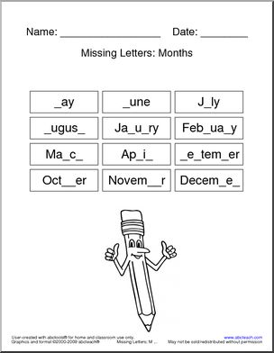 Missing Letters – Abcteach