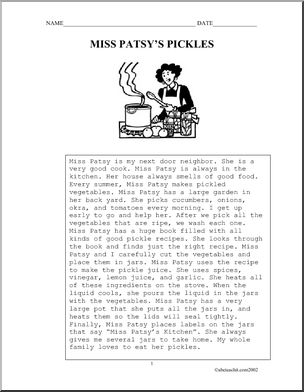 Fiction: Miss Patsy’s Pickles (upper elem) – Abcteach