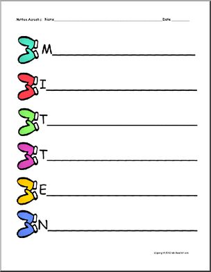 Mitten (elementary) Acrostic Form – Abcteach