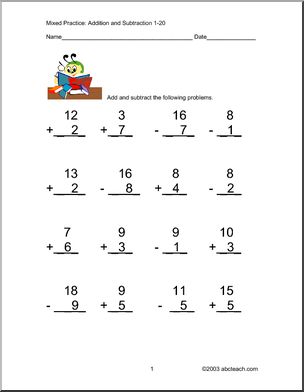 Worksheet: Mixed Practice (1-20) Set 9 – Abcteach
