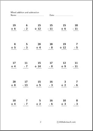 Subtraction – facts up to 20 (set 2) Clip Art – Abcteach