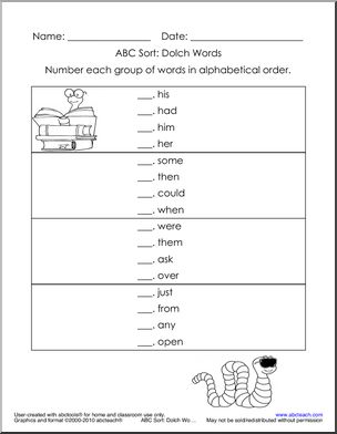 Set 13′ Dolch Reading – Abcteach