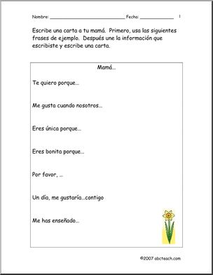 Spanish: Una carta a tu mamÂ·. (elementaria/secundaria) – Abcteach