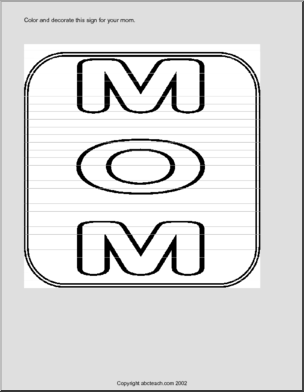 Coloring Page: Mom Sign – Abcteach