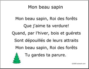 French: Chant de NoÃŽl–Mon beau sapin–affiche – Abcteach