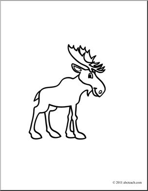 Clip Art: Basic Words: Moose (coloring page) – Abcteach