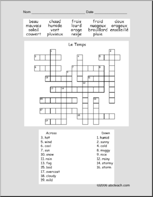 French: Crossword: Convert Adjectives to Adverbs–Consonants – Abcteach