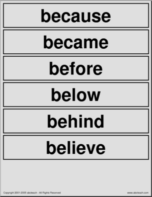 Word Wall: “be” words – Abcteach