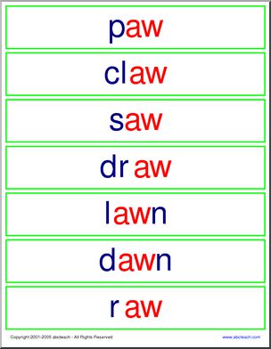“aw” words’ Word Wall – Abcteach