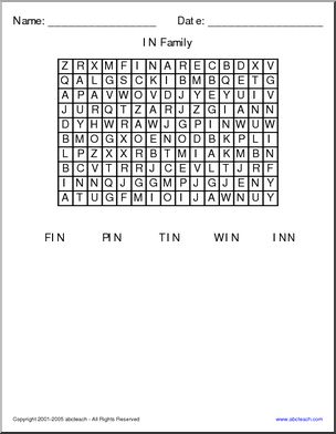 “in” words’ Word Search – Abcteach
