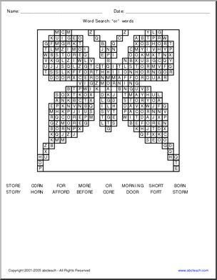 “or” words’ Word Search – Abcteach