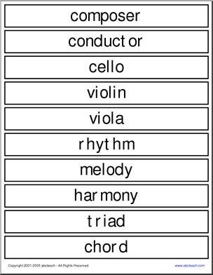 Word Wall: Musical Terms – Abcteach
