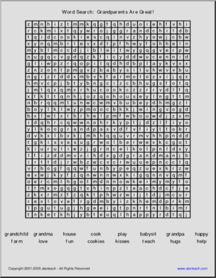 Word Search: Grandparents’ Day – Abcteach