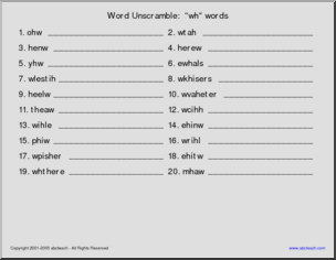 “wh” words Unscramble the Words – Abcteach