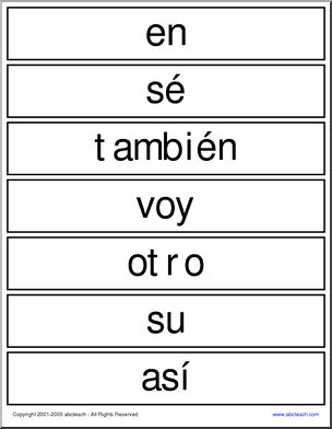 Word Wall (Spanish): Palabras â „tiles – Abcteach