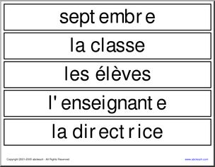 Word Wall (French): La rentrÃˆe – Abcteach