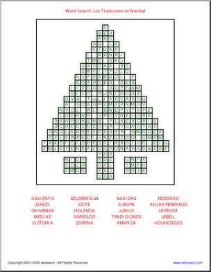Word Search: Los Tradiciones de Navidad – Abcteach