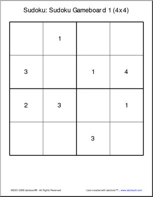 Sudoku: Gameboard 4×4 (1) – Abcteach