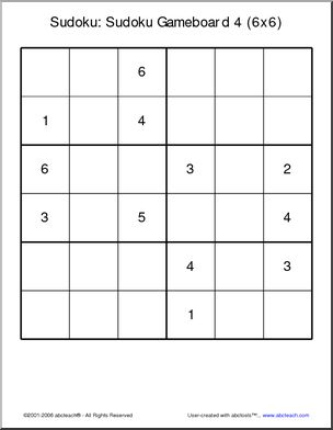 Sudoku: Gameboard- Shapes (6×6 color) – Abcteach
