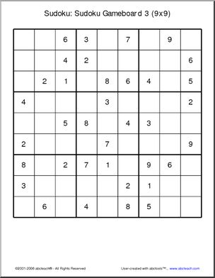 Sudoku 9×9, no hints, medium – Abcteach