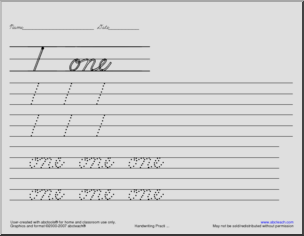 Cursive number 1 (AB-Style Font) Handwriting Practice – Abcteach