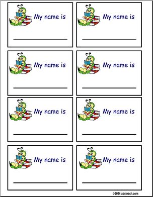 Name Tags: Bookworm graphic – Abcteach