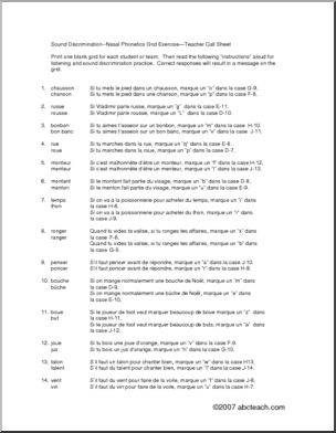 French: Sound Discrimination Grid Exercise – Abcteach