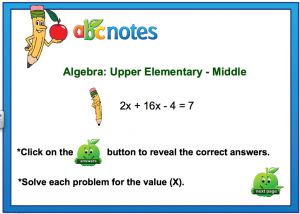Interactive: Notebook: Algebra–Unknown Equations #2 – Abcteach
