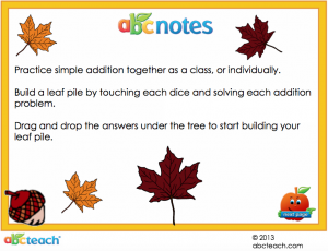 Interactive: Notebook: Build a Leaf Pile – addition – Abcteach