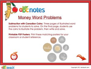 Interactive: Notebook: Math: Multiplication-Canadian Coins – Abcteach