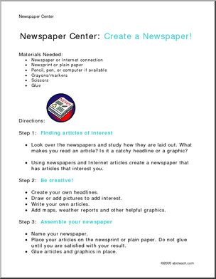 Newspaper Center: Creation and Layout (elem/upper elem) – Abcteach