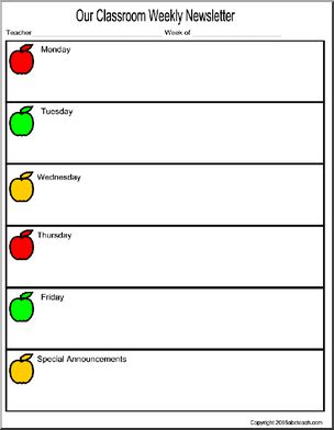 Classroom Newsletter Forms: Apple Theme (color version 2) – Abcteach