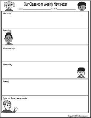 Classroom Newsletter Forms: Students Theme (b/w version 2) – Abcteach