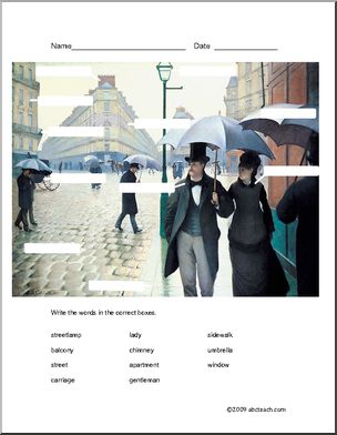 Worksheet: Caillebotte Painting Objects (ESL) – Abcteach