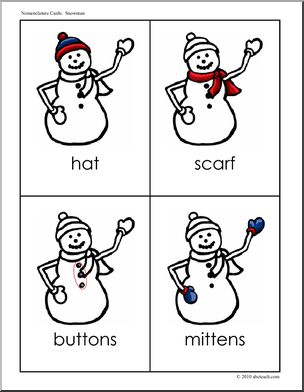 Nomenclature Cards: Snowman (color) (K-1) – Abcteach