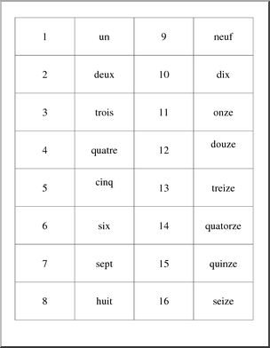 French: Number matching game – Abcteach