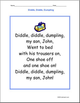 Diddle, Diddle Dumpling’ Nursery Rhymes – Abcteach