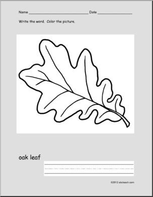 Write and Color “oak leaf” (ESL) – Abcteach
