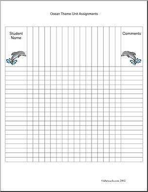 Assignment Forms: Oceans (all ages) – Abcteach