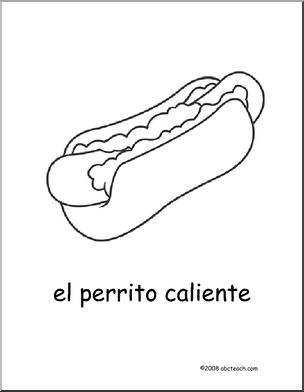 Spanish: PÂ·gina para colorear – Perrito Caliente (primaria) – Abcteach