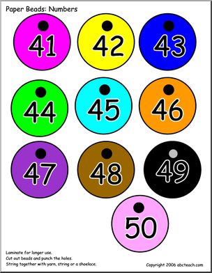 Paper Beads: Numbers 41 – 50 (color) – Abcteach
