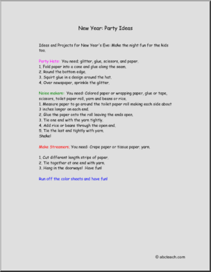 Activity: New Year’s Party – Abcteach