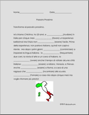 Italian: Grammar: Passato prossimo-paragrafo – Abcteach