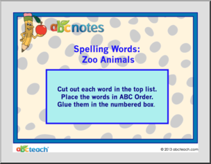 Cut and Paste: Place Zoo Animals in ABC Order (elem) – Abcteach